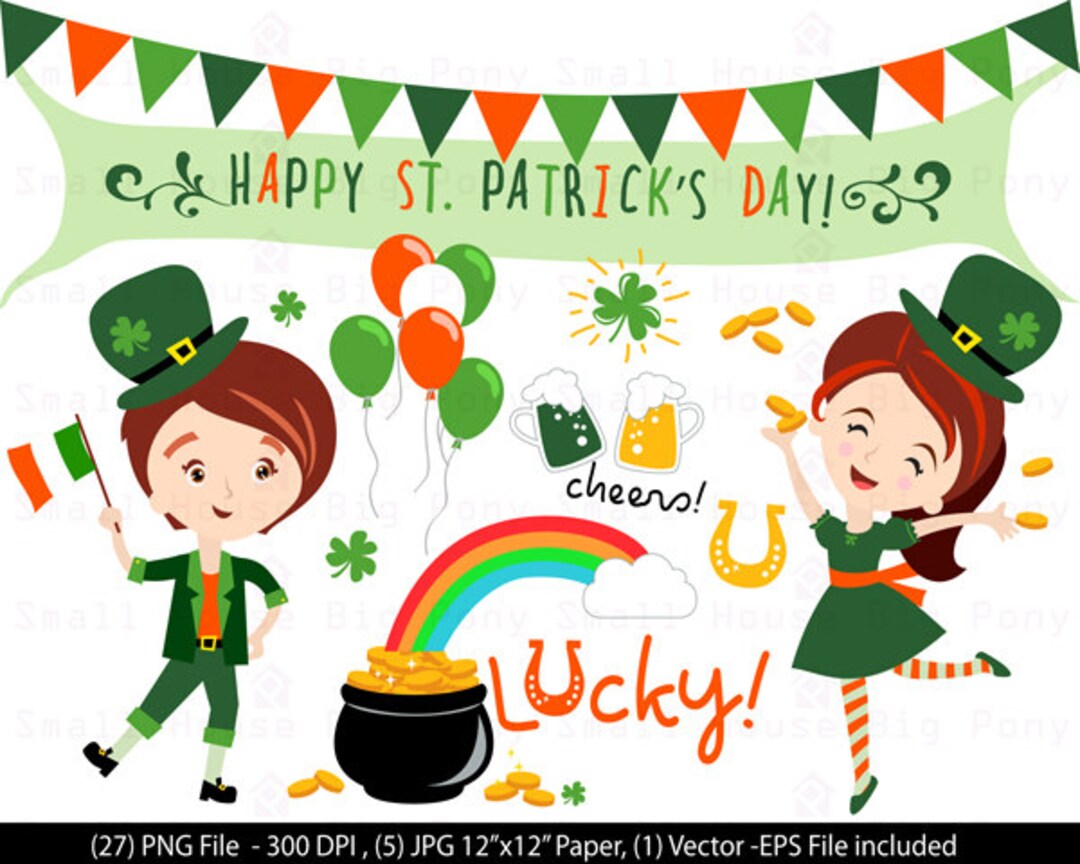 St. Patrick's Day Clipart Vector Pack - St. Patrick's Design PNG & EPS ...