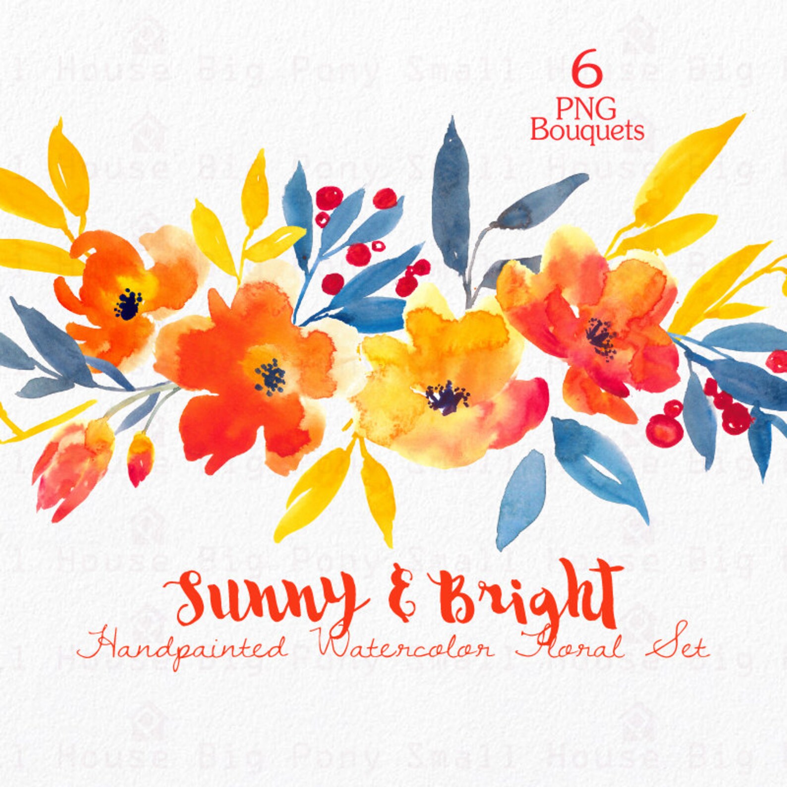 Watercolour Floral Clipart. Handmade watercolour clipart | Etsy