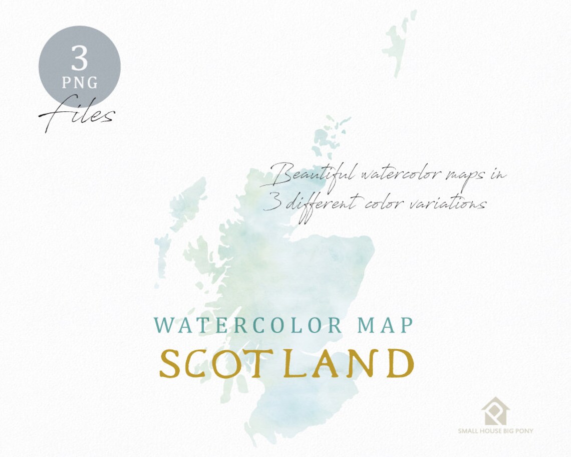 Scotland Map Watercolor Map Instant Download Digital Map - Etsy