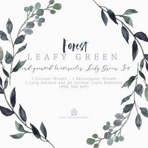 Digital Clipart- Watercolor Leaves Clipart, Wreath Clip Art, Leaf ...