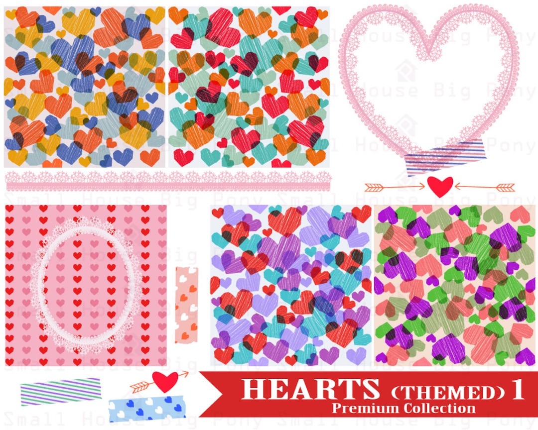 Hearts Clip Art, Clipart, Heart Clipart Paper Set, Lace Heart, Clip Art ...