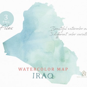 Iraq Map, Watercolor Map, Instant Download, Digital Map, Map Clipart ...