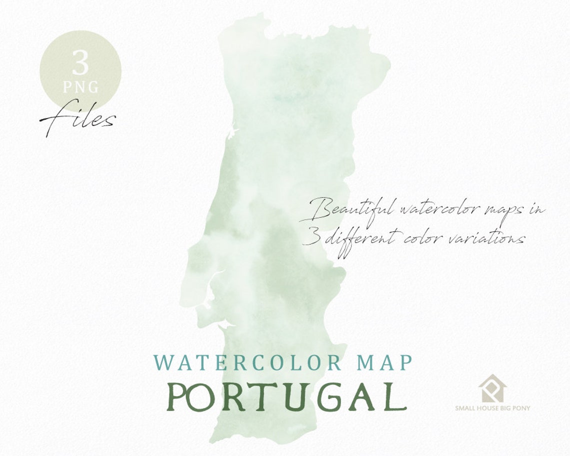 Portugal Map, Watercolor Map, Instant Download, Digital Map, Map ...