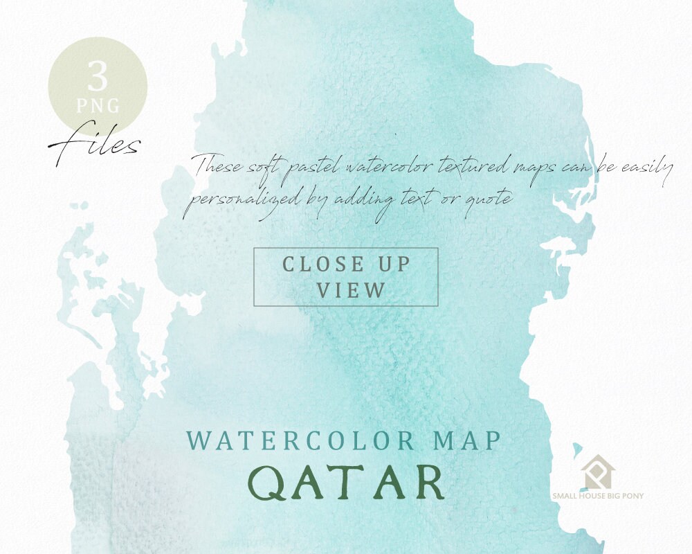 Qatar Map, Watercolor Map, Instant Download, Digital Map, Map Clipart ...
