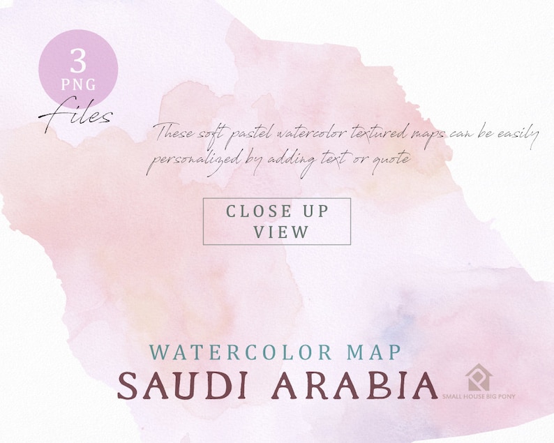 Saudi Arabia Map Watercolor Map Instant Download Digital - Etsy