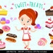 Digital Clipart - Girl With Sweet Treats Clip Art / Digital Clip Art ...