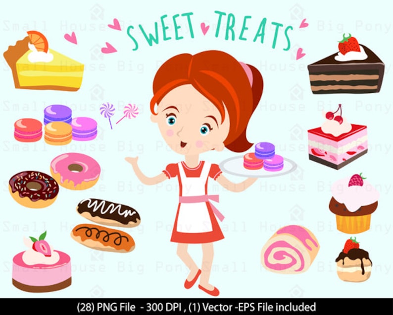 Digital Clipart Girl With Sweet Treats Clip Art / Digital - Etsy