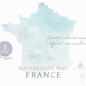 France Map, Watercolor Map, Instant Download, Digital Map, Map Clipart ...