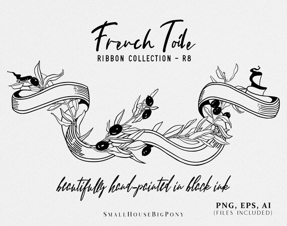 Instant Download Hand-painted Vintage Style Ribbons in Black | Etsy