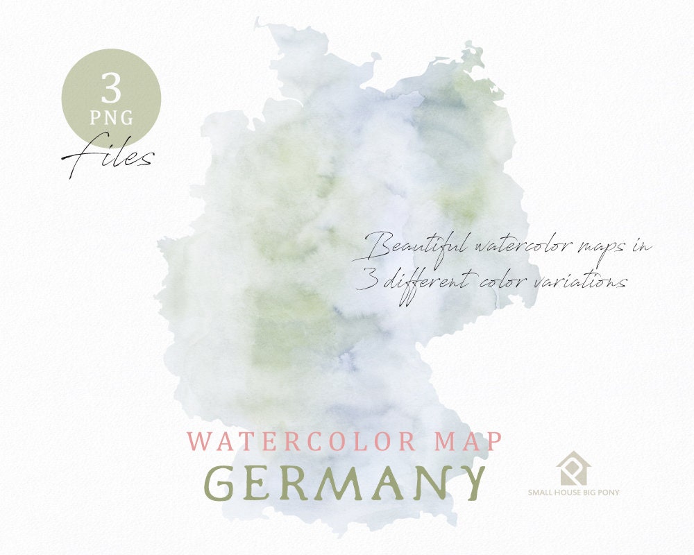 Germany Map Watercolor Map Instant Download Digital Map - Etsy