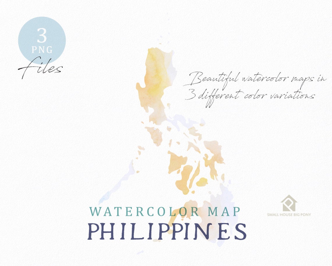 Philippines Map Watercolor Map Instant Download Digital - Etsy