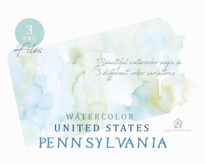 Pennsylvania Map Watercolor Map Digital Map Map Clipart | Etsy