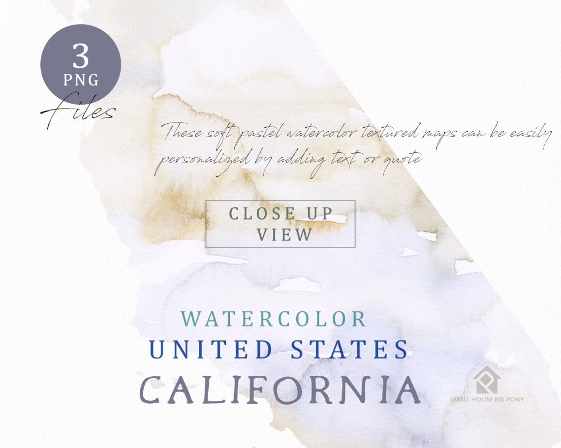 California Map Watercolor Map Digital Map Map Clipart Wall - Etsy