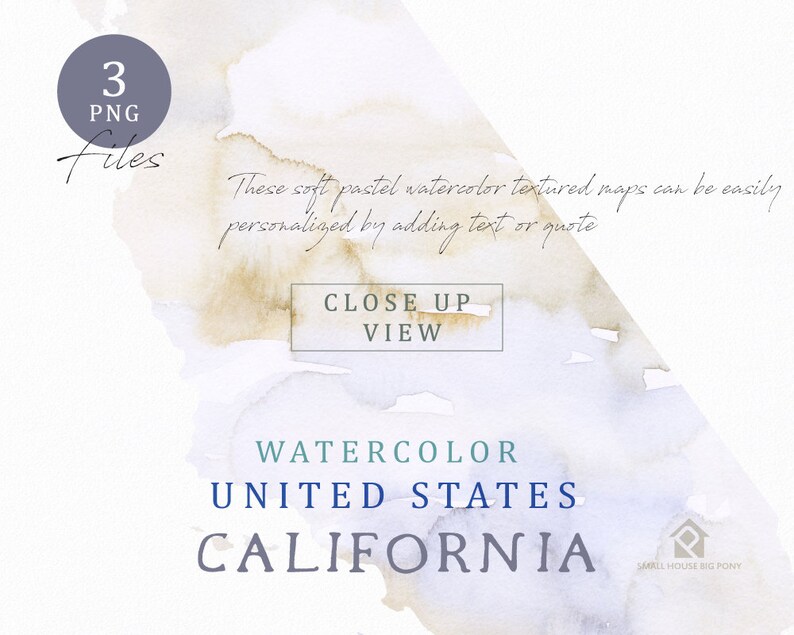 California Map, Watercolor Map, Digital Map, Map Clipart, Wall Art ...