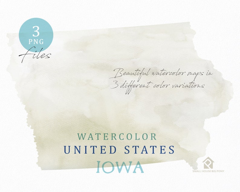 Iowa Map Watercolor Map Digital Map Map Clipart Wall Art - Etsy