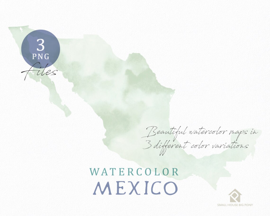 Mexico Map Watercolor Map Instant Download Digital Map Map - Etsy