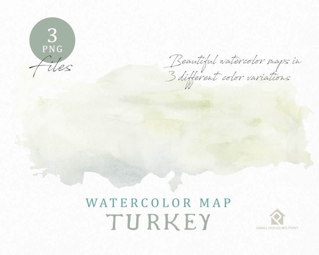 Turkey Map, Watercolor Map, Instant Download, Digital Map, Map Clipart ...