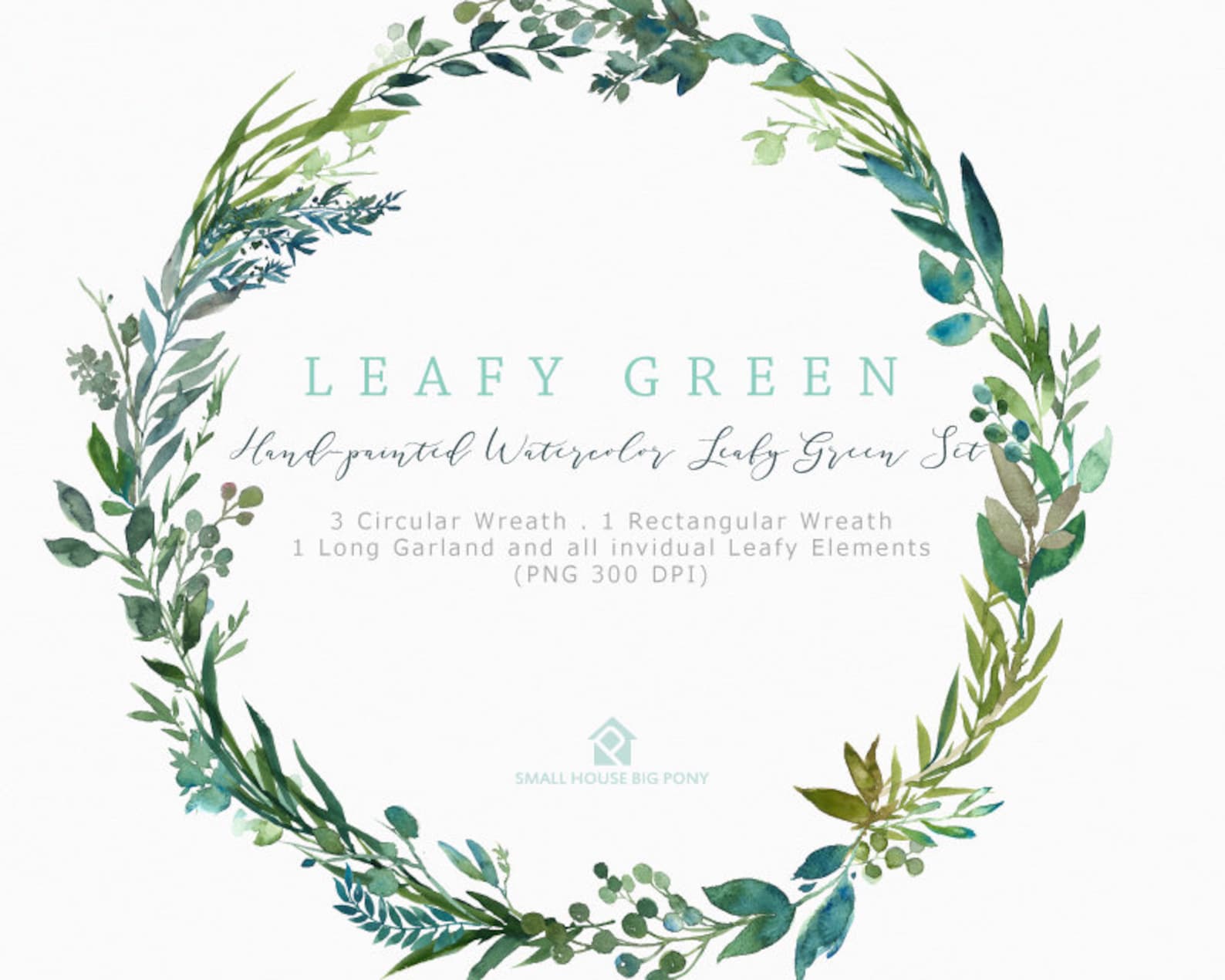 Digital Clipart Watercolor Leaves Clipart Wreath Clip Art - Etsy