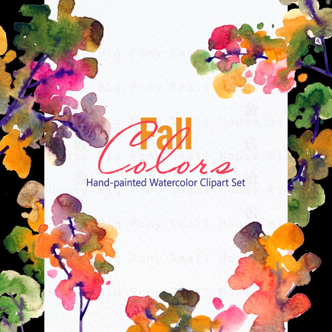 Fall Foliage Clipart Hand Painted Watercolor Watercolour | Etsy