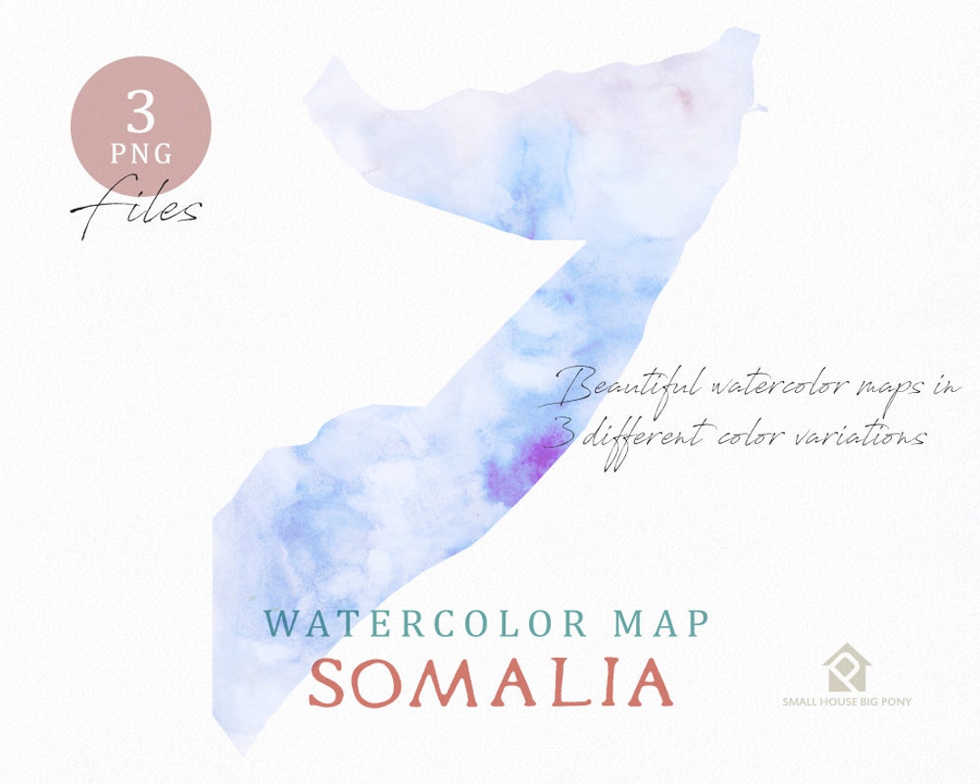 Somalia Map, Watercolor Map, Instant Download, Digital Map, Map Clipart ...
