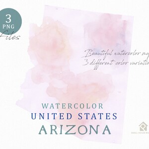 Arizona Map, Watercolor Map, Digital Map, Map Clipart, Wall Art, Color ...