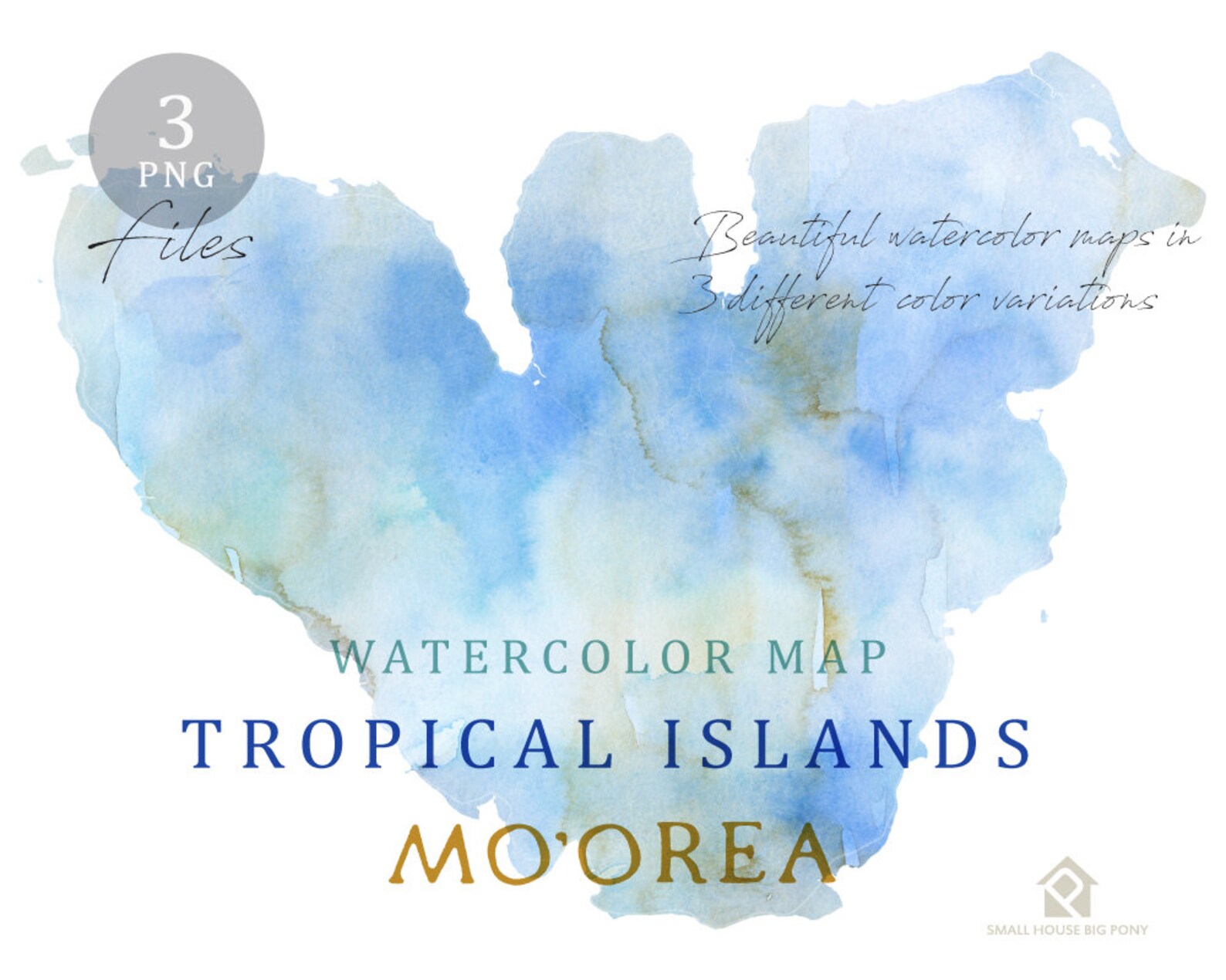Mo'orea Islands Map Watercolor Map Digital Map Map - Etsy
