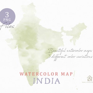 India Map, Watercolor Map, Instant Download, Digital Map, Map Clipart ...