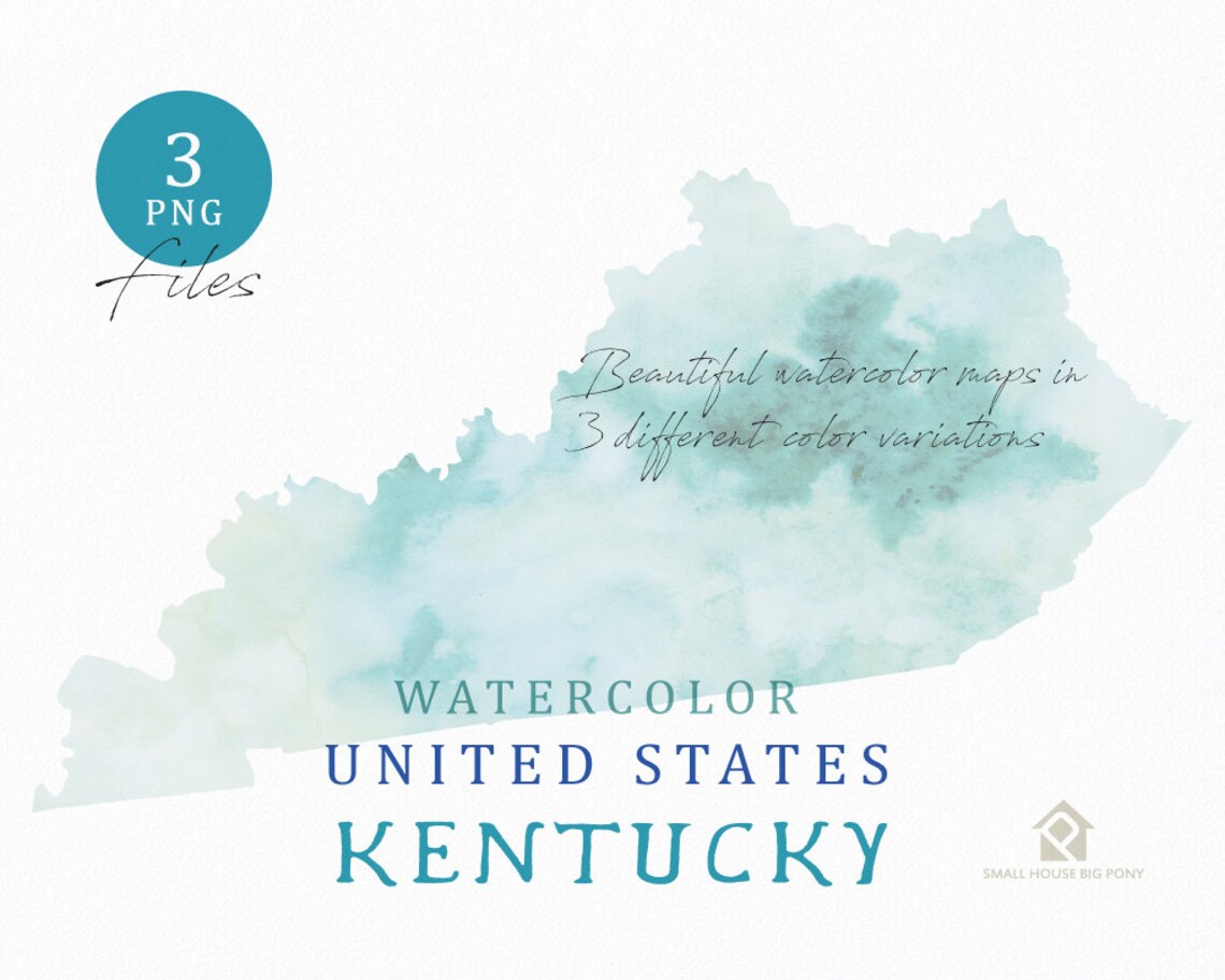 Kentucky Map Watercolor Map Digital Map Map Clipart Wall - Etsy