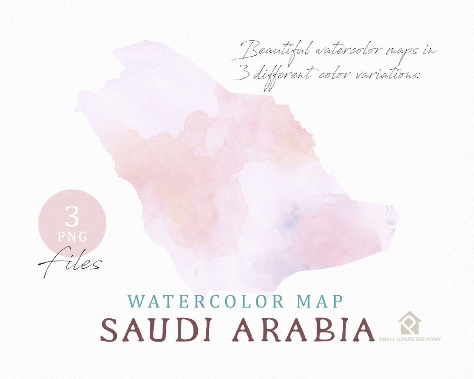Saudi Arabia Map, Watercolor Map, Instant Download, Digital Map, Map ...