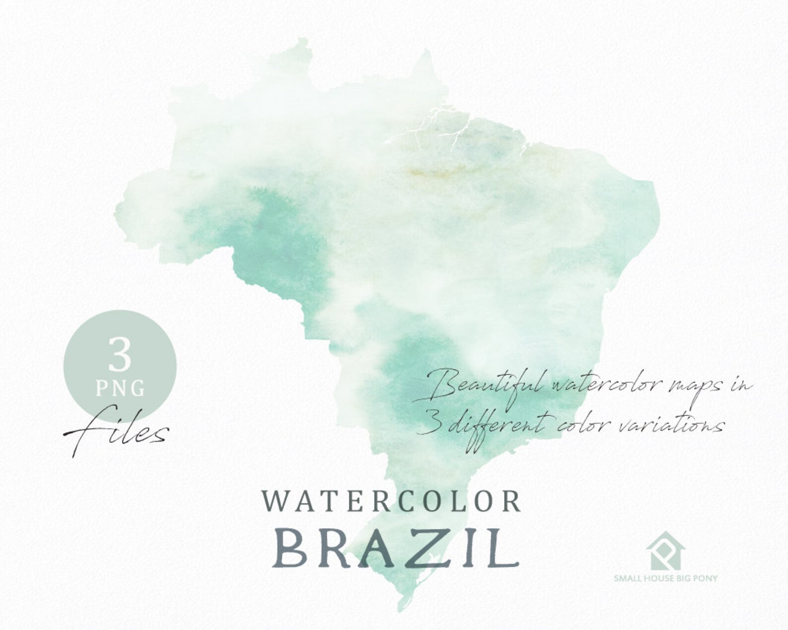 Brazil Map, Watercolor Map, Instant Download, Digital Map, Map Clipart ...