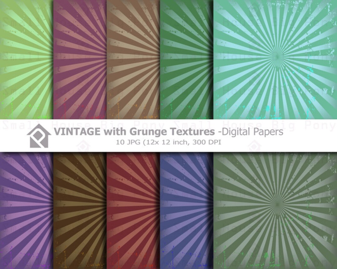 10 Vintage Clip Art, Clipart With Grunge Texture Digital Papers Instant ...
