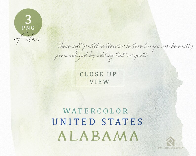 Alabama Map Watercolor Map Digital Map Map Clipart Wall | Etsy