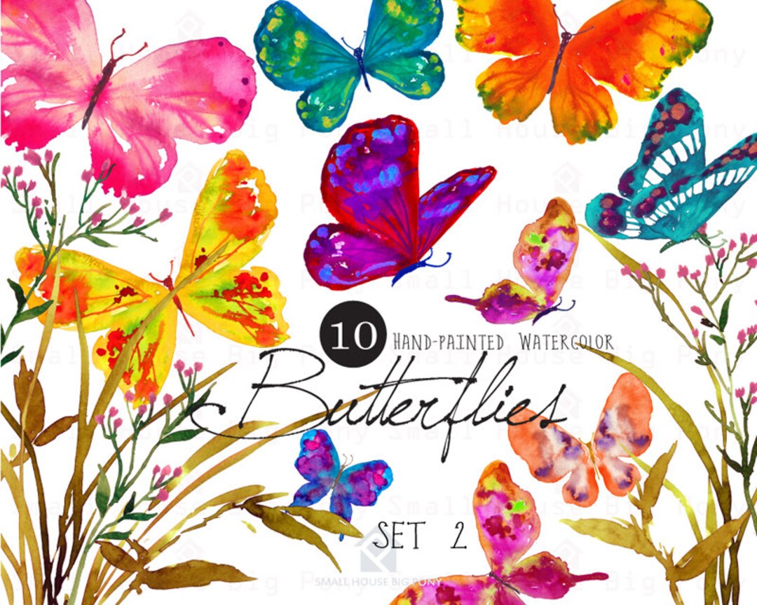 Digital Clipart- Watercolor Butterflies Clipart, Butterfly Clip Art ...