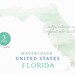 Florida Map, Watercolor Map, Digital Map, Map Clipart, Wall Art, Color ...