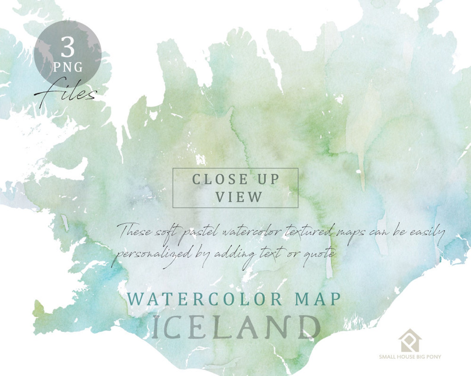 Iceland Map Watercolor Map Instant Download Digital Map | Etsy