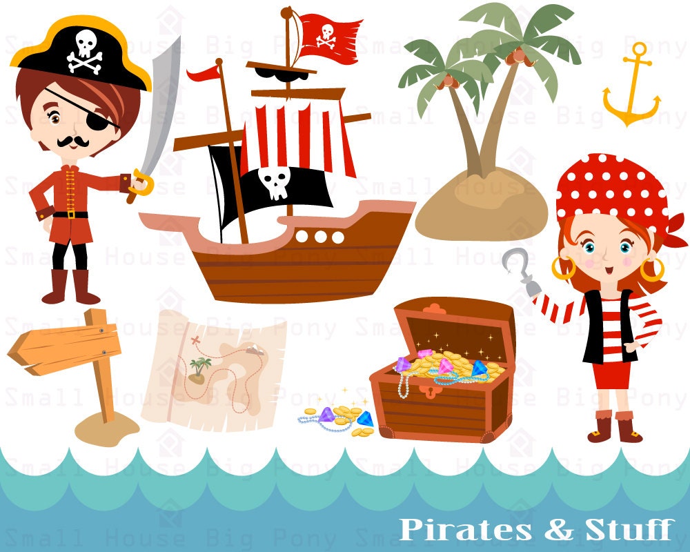 Pirate Clipart Pirate Boy and Girl Digital Clip Art Pirate - Etsy