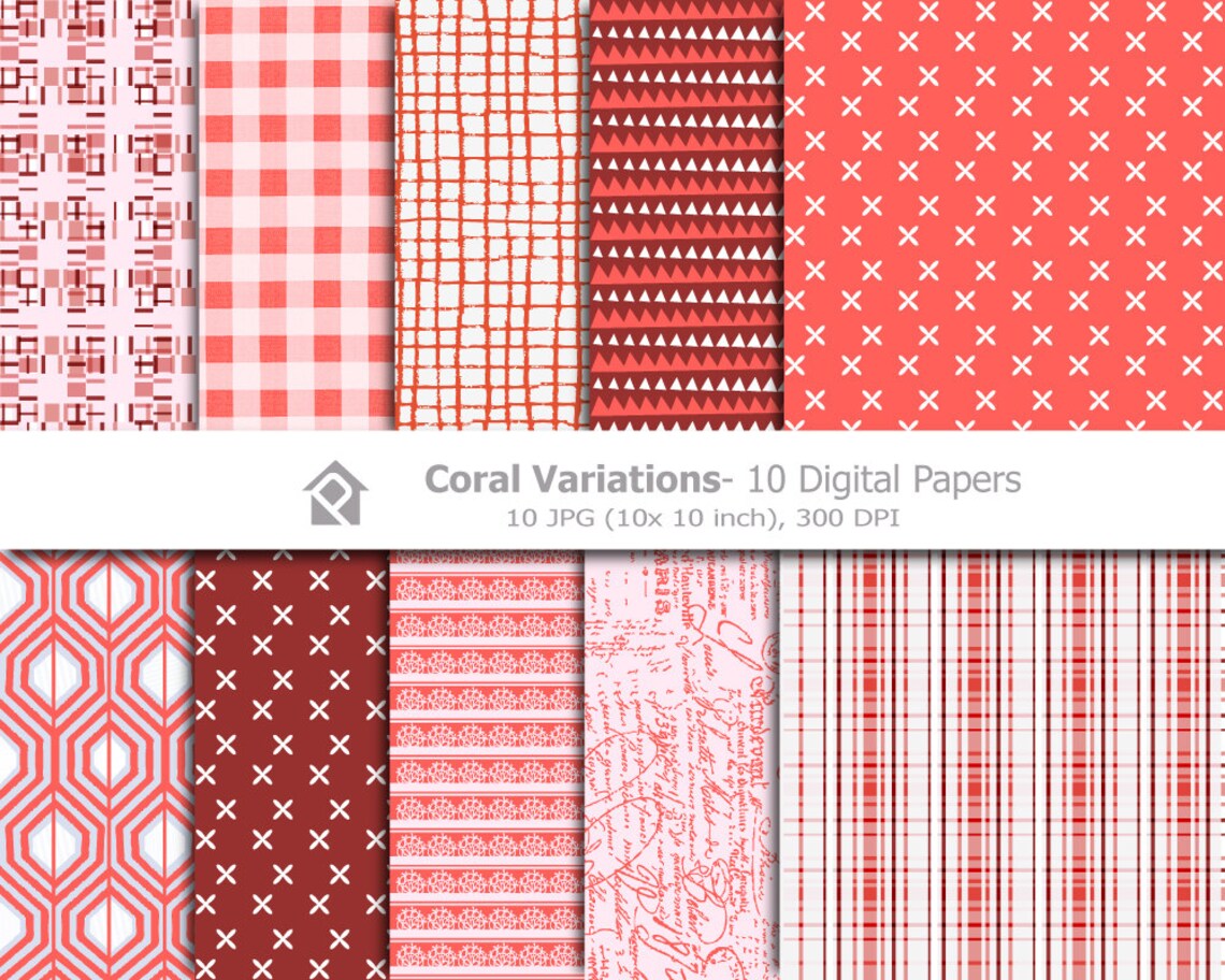 10 Coral Variations Digital Papers Instant Download Digital | Etsy