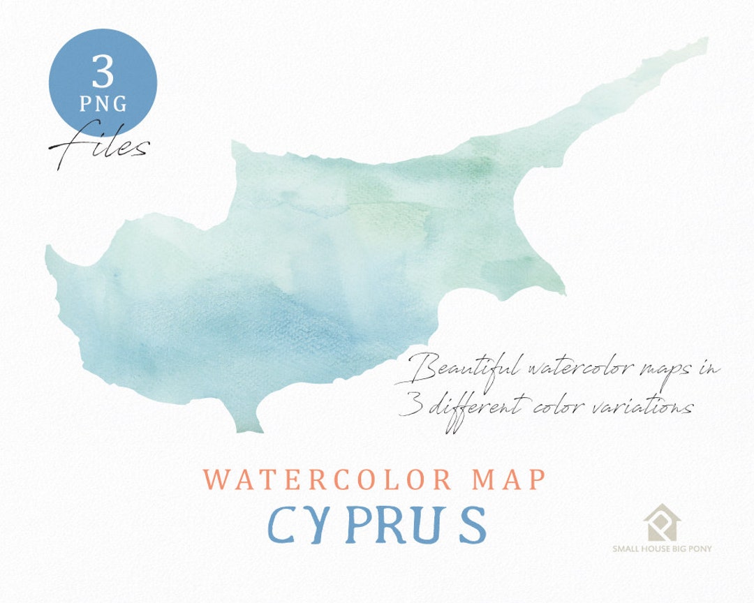 Cyprus Map, Watercolor Map, Instant Download, Digital Map, Map Clipart ...
