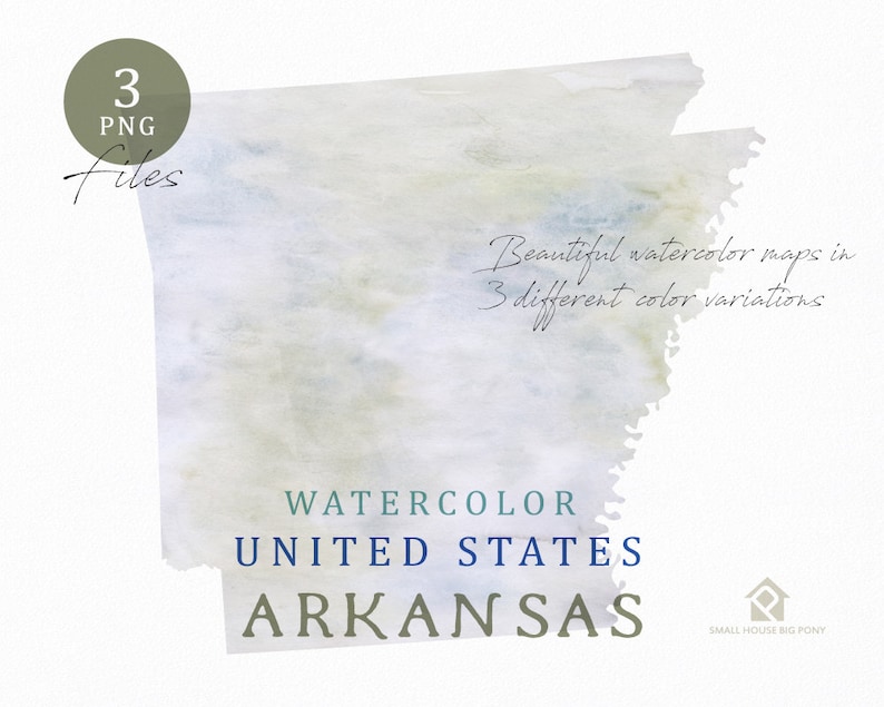 Arkansas Map, Watercolor Map, Digital Map, Map Clipart, Wall Art, Color ...
