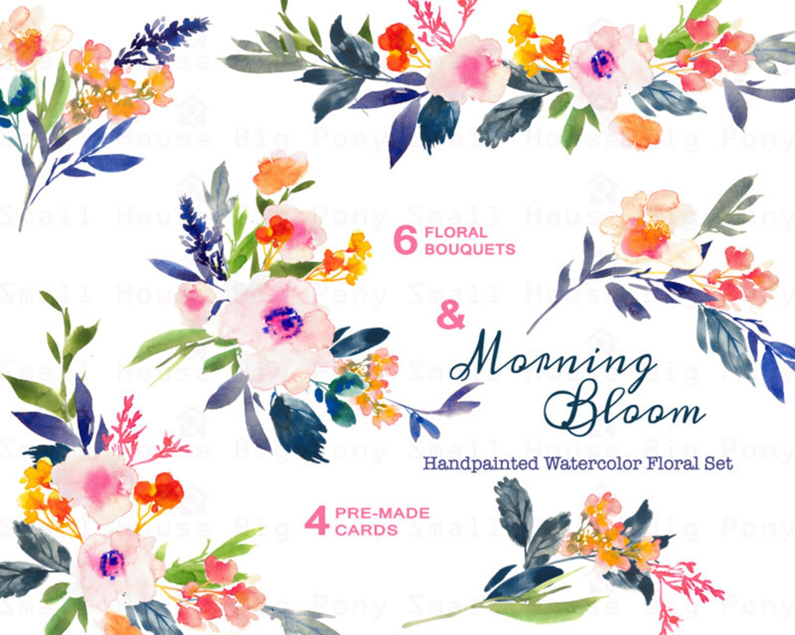 Digital Clipart- Watercolor Flower Clipart, Floral Clip Art, Floral ...