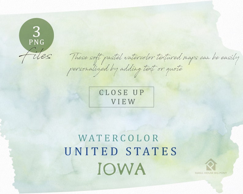 Iowa Map Watercolor Map Digital Map Map Clipart Wall Art - Etsy