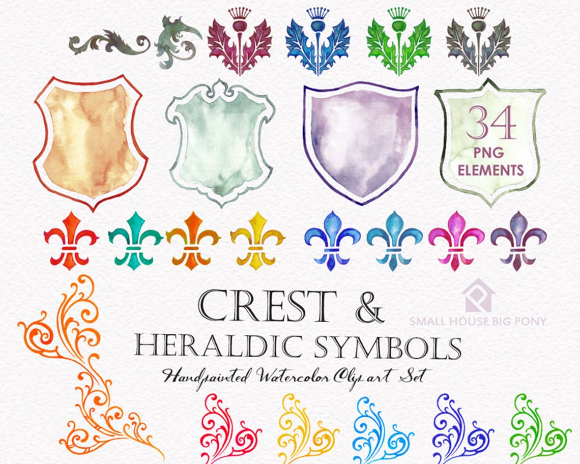 Digital Clipart- Crest Clipart,shield Clip Art, Clipart, Wedding ...