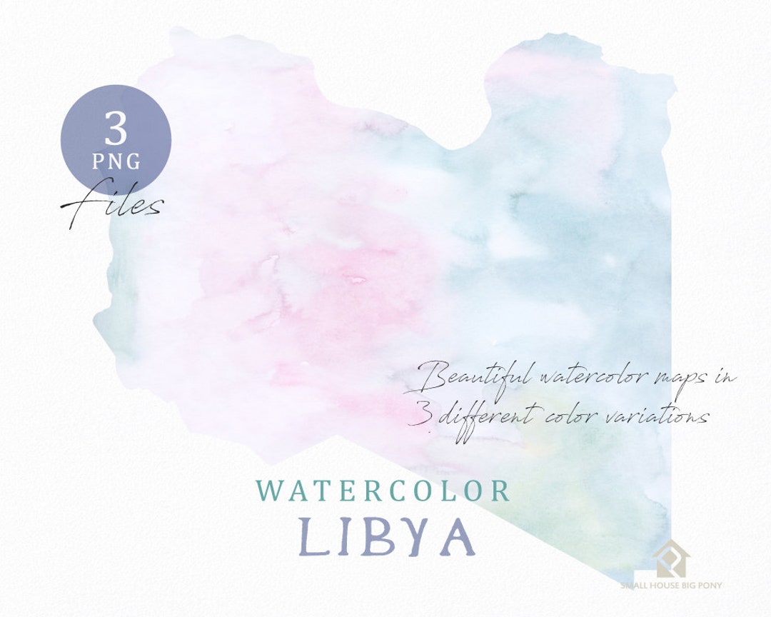 Libya Map, Watercolor Map, Instant Download, Digital Map, Map Clipart ...