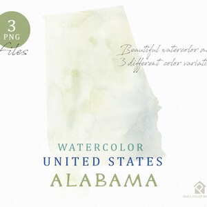 Alabama Map, Watercolor Map, Digital Map, Map Clipart, Wall Art, Color ...