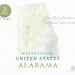 Alabama Map, Watercolor Map, Digital Map, Map Clipart, Wall Art, Color ...