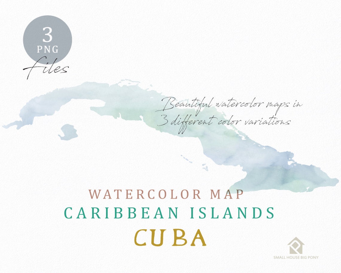 Cuba Map Watercolor Map Instant Download Digital Map Map - Etsy