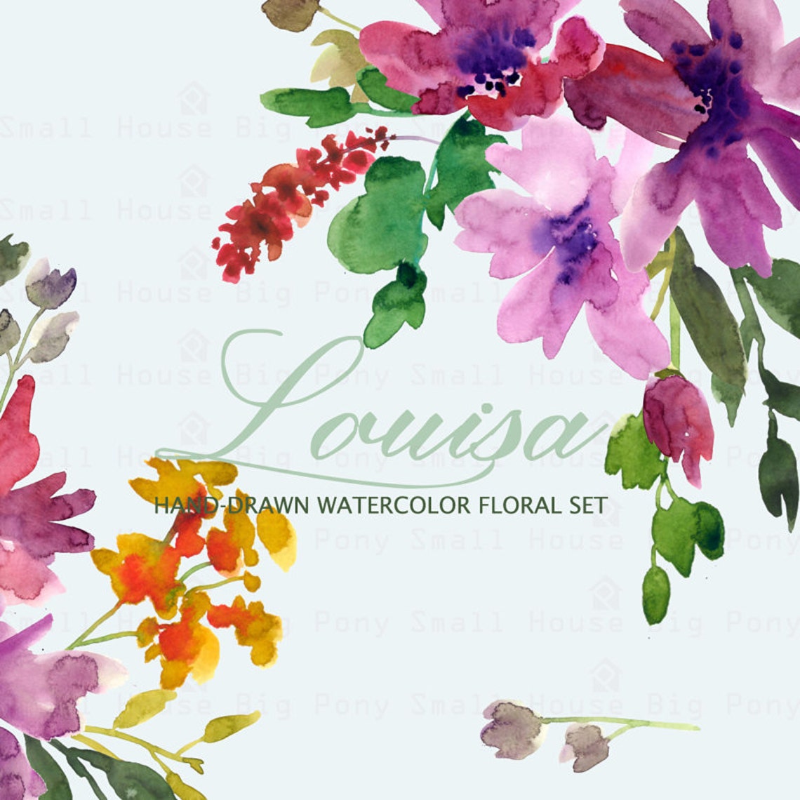 Watercolour Flowers Hand Painted Watercolor Floral Clip Art | Etsy