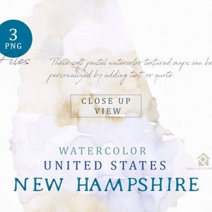 New Hampshire Map, Watercolor Map, Digital Map, Map Clipart, Wall Art ...