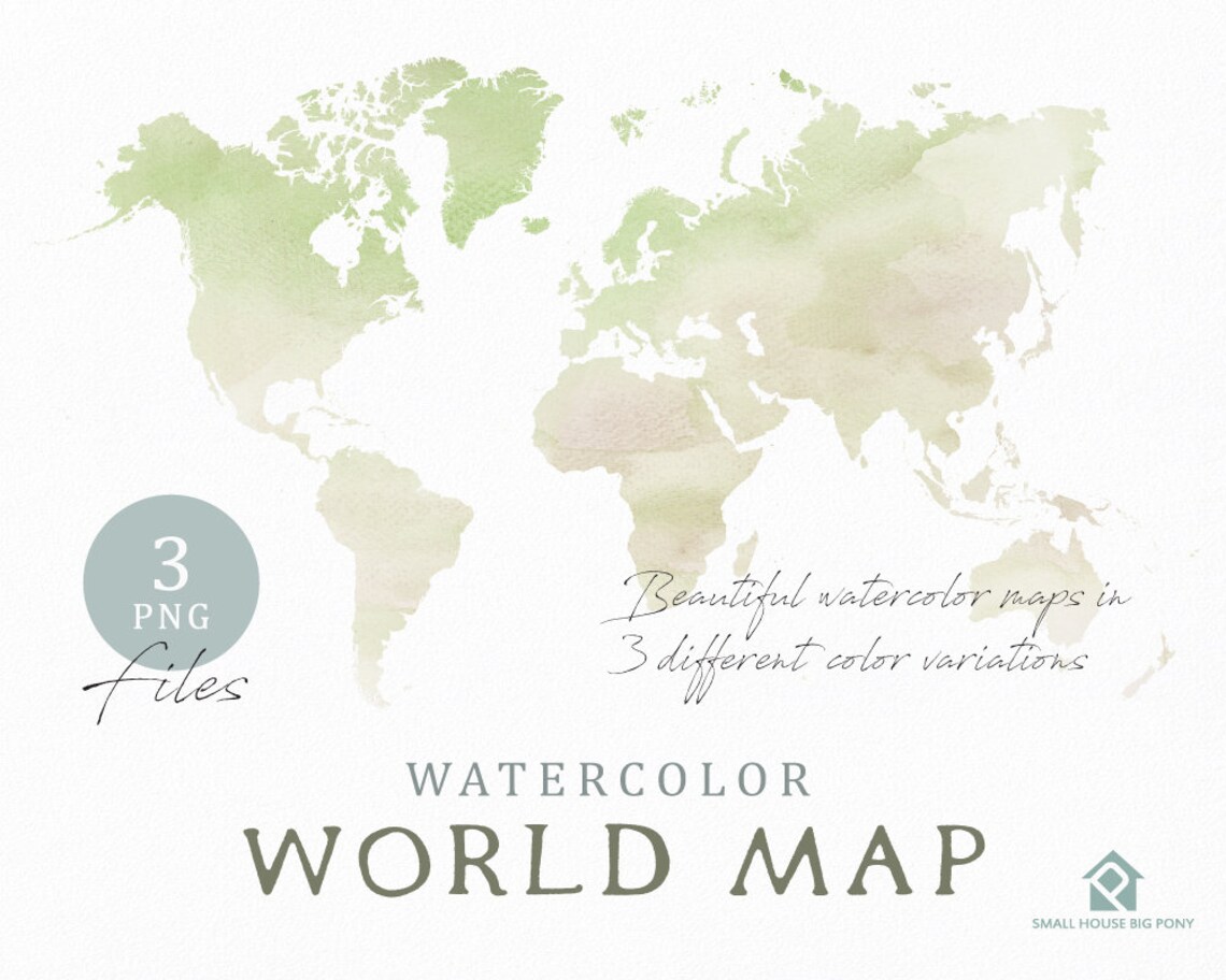 Watercolor World Map Instant Download Digital Map Map | Etsy
