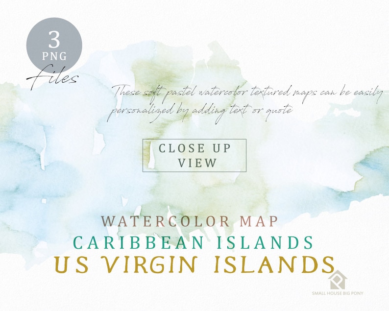 US Virgin Islands Map, Watercolor Map, Instant Download, Digital Map ...